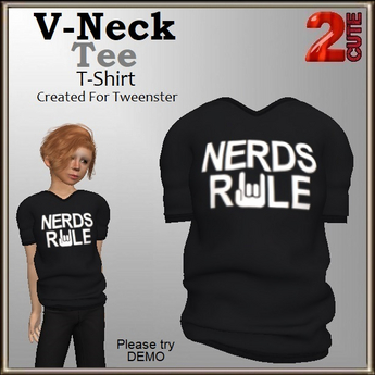 Second Life Marketplace - V-Neck Tee [2cute] Nerds Rule ...